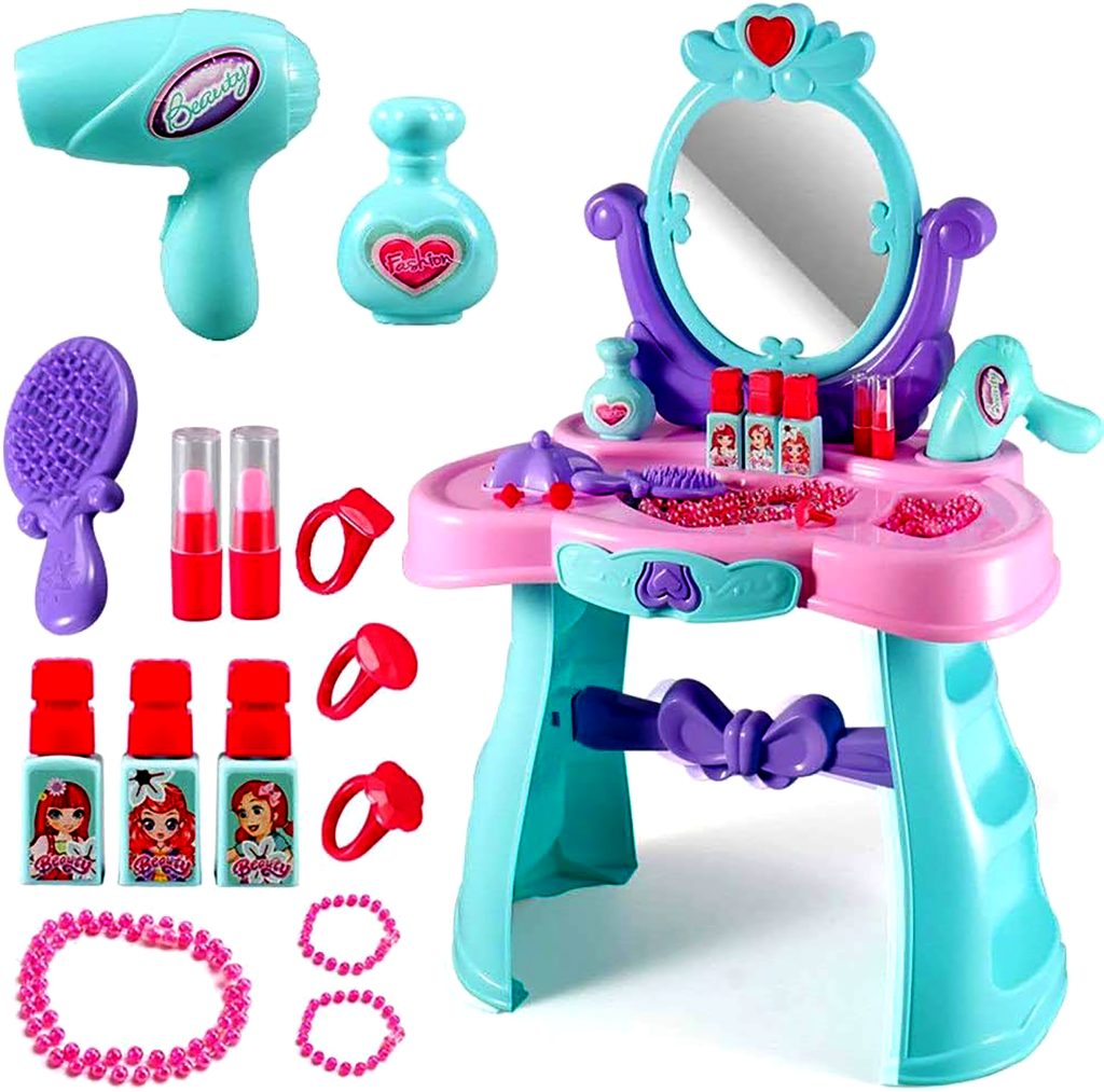 Girls Pretend Play Dressing Table Set with Music and Lights - Kids ...