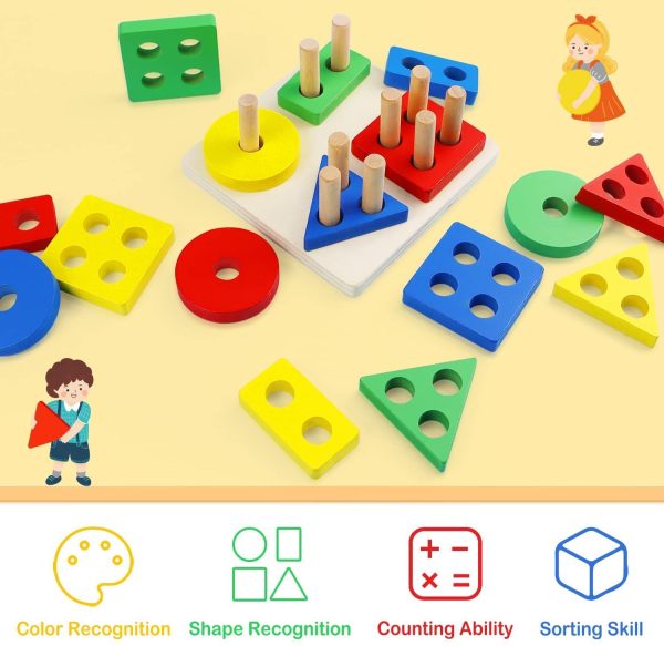 Wooden Sorting Stacking Toys for Toddlers - Kids & Family Limited